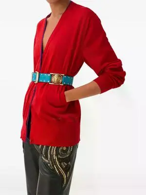 Versace Embroidered Wool Knit Cardigan