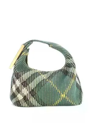 Burberry Peg Handle Mini Satchel In Knit Check Fabric