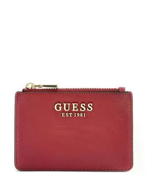 Guess Laurel Saffiano Credit Card Holder - Red