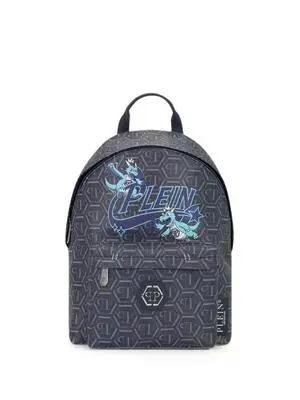 Philipp Plein Backpack Space Dragons Monogram - Blue