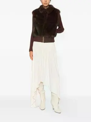 Source Unknown Faux-fur Ribbed-knit Cardigan