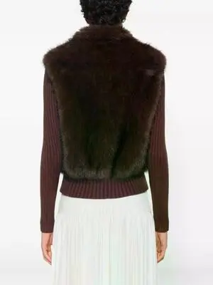 Source Unknown Faux-fur Ribbed-knit Cardigan
