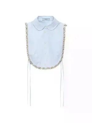 Prada Embroidered Poplin Tie Vest - Blue