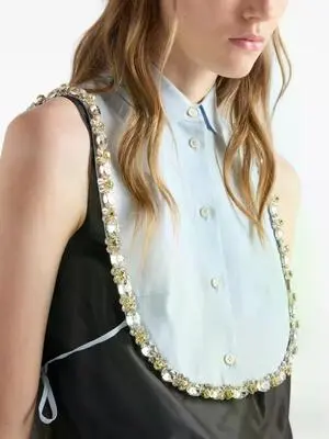 Prada Embroidered Poplin Tie Vest