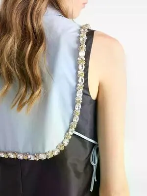Prada Embroidered Poplin Tie Vest