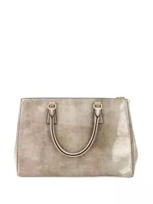 Prada Double Zip Lux Spazzolato Leather Medium Tote Bag - Brown