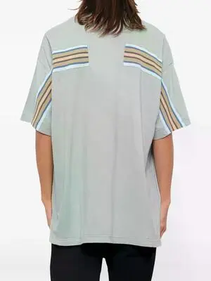 Facetasm Rib-trim Striped-panel T-shirt