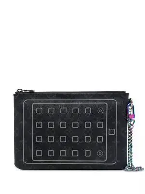 LOUIS VUITTON 2017 Monogram Eclipse Flash Fragment Ipad Case Clutch Bag - Black