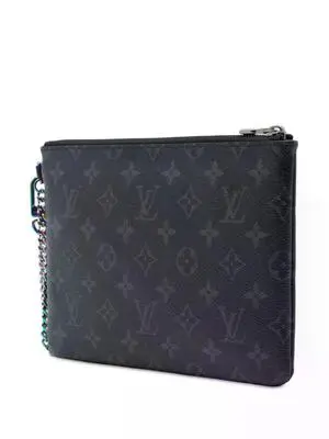 LOUIS VUITTON 2017 Monogram Eclipse Flash Fragment Ipad Case Clutch Bag