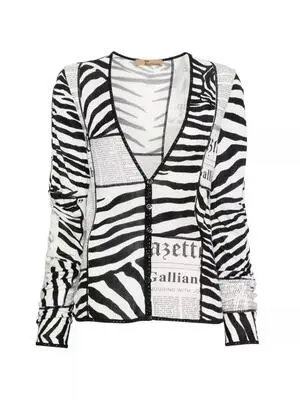 John Galliano Gazette Zebra-print Cardigan - White