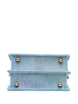 Fendi Embroidered Denim Peekaboo Iseeu Satchel - Blue
