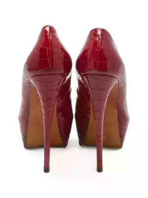 GIUSEPPE ZANOTTI Sharon Croc-embossed Peep-toe Pumps
