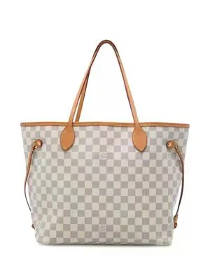 LOUIS VUITTON Damier Azur Neverfull Mm Tote Bag - White