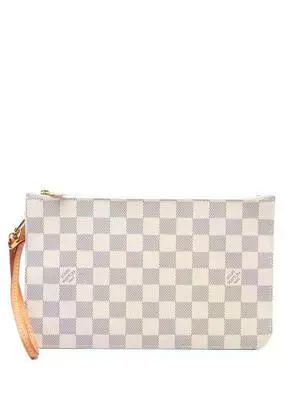 LOUIS VUITTON 2018 Damier Azur Neverfull Mm Pouch - White