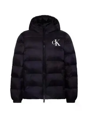 Calvin Klein Print Hooded Padded Jacket - Blue