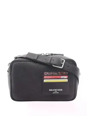 Balenciaga 2018-2026 Leather Credit Camera Bag Crossbody Bag - Black