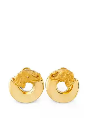 CARRERA Y CARRERA 18k Yellow Diamond Elephant Hoop Earrings