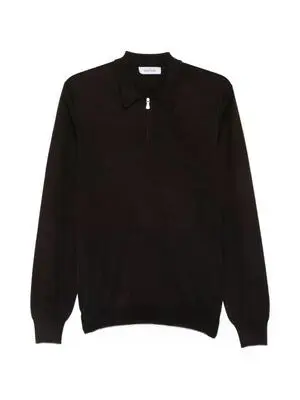 GRAN SASSO Zip-neck Fine-knit Sweater - Brown