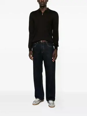GRAN SASSO Quarter-zip Fine-knit Sweater - Brown