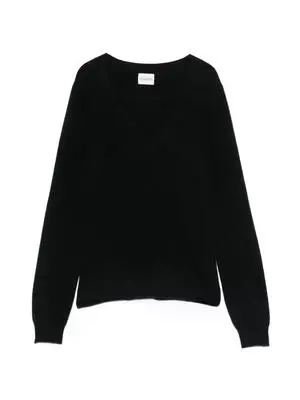 Closed V-neck Pullover Sweater - Black