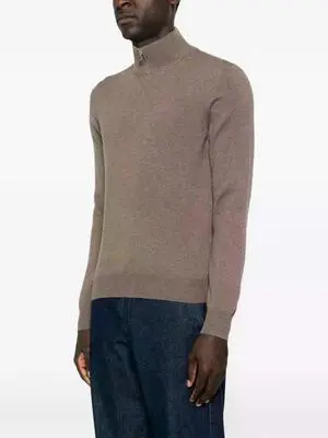 GRAN SASSO Quarter-zip Knitted Sweater - Brown