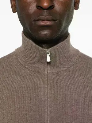 GRAN SASSO Quarter-zip Knitted Sweater - Brown