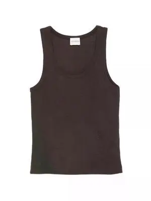 Closed Ribbed-knit Tank Top - Brown
