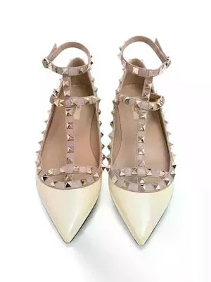 Valentino Garavani Rockstud Caged Patent Leather Ballet Flats