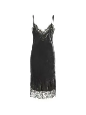 Gold Hawk Lace-trim Midi Dress