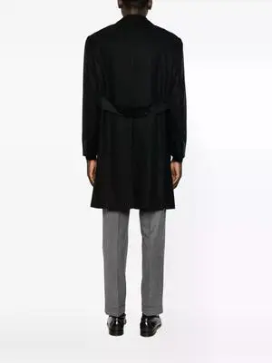 Kiton Single-breasted Cashmere Coat - Black