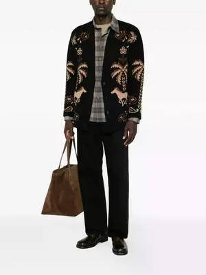 Alanui Intarsia-knit Cardigan - Black