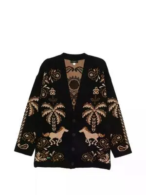 Alanui Intarsia-knit Cardigan - Black