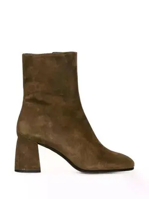 POEVE Thea Suede Block-heel Ankle Boots - Brown
