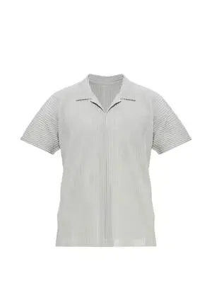 Issey Miyake Pleated Polo Shirt - Grey