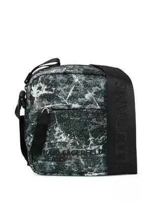 Karl Lagerfeld All-over Print Logo Cross Body Bag - Black