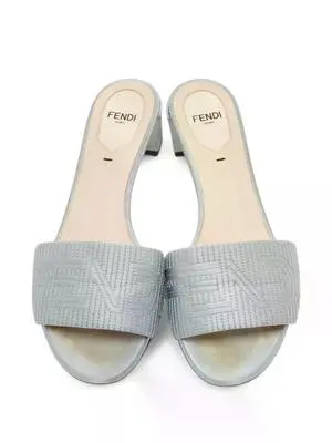 Fendi Ff Logo-embroidered Block-heel Sandals