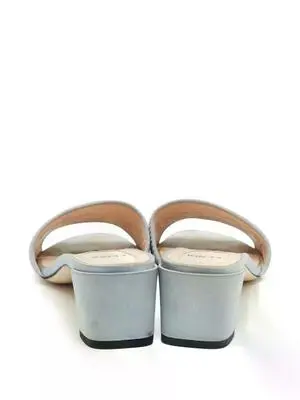 Fendi Ff Logo-embroidered Block-heel Sandals - Grey