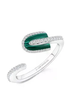 U LOS ANGELES Solo Malachite And Diamond Ring - Silver