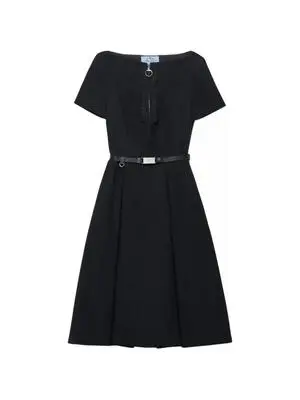 Prada Embroidered Natté-fabric Dress