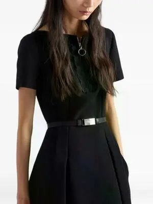 Prada Embroidered Natté-fabric Dress