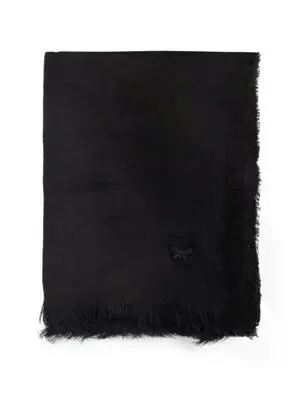 Max Mara Butterfly-embroidered Frayed Scarf - Black