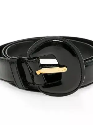 FERRAGAMO 1980s Gancini Patent Leather Belt - Black