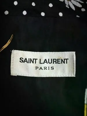 Saint Laurent Daisy-print Rhinestone-button Mini Dress