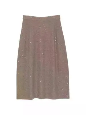 Antonelli Firenze Sequin-embellished Knitted Maxi Skirt - Brown