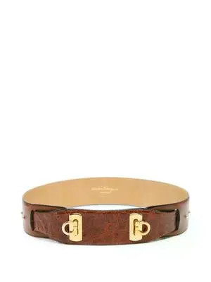 FERRAGAMO 1980s Gancini Crocodile-effect Belt - Brown