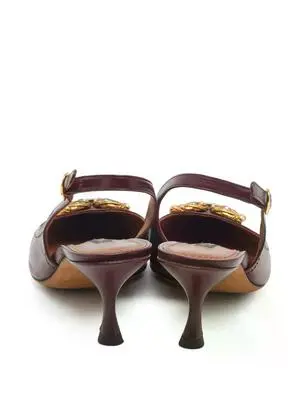 Dolce & Gabbana Burgundy Leather Dg Amore Slingback Pumps