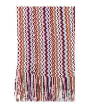Missoni Zig-zag Pattern Fringed Scarf