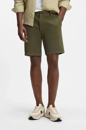Hugo Boss Modern-fit Shorts In Stretch Cotton