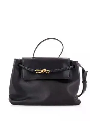 Bottega Veneta Ciao Ciao Top Handle Bag Leather With Intrecciato Detail Medium Satchel - Black