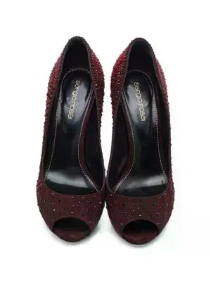SERGIO ROSSI Crystal-embellished Peep-toe Pumps